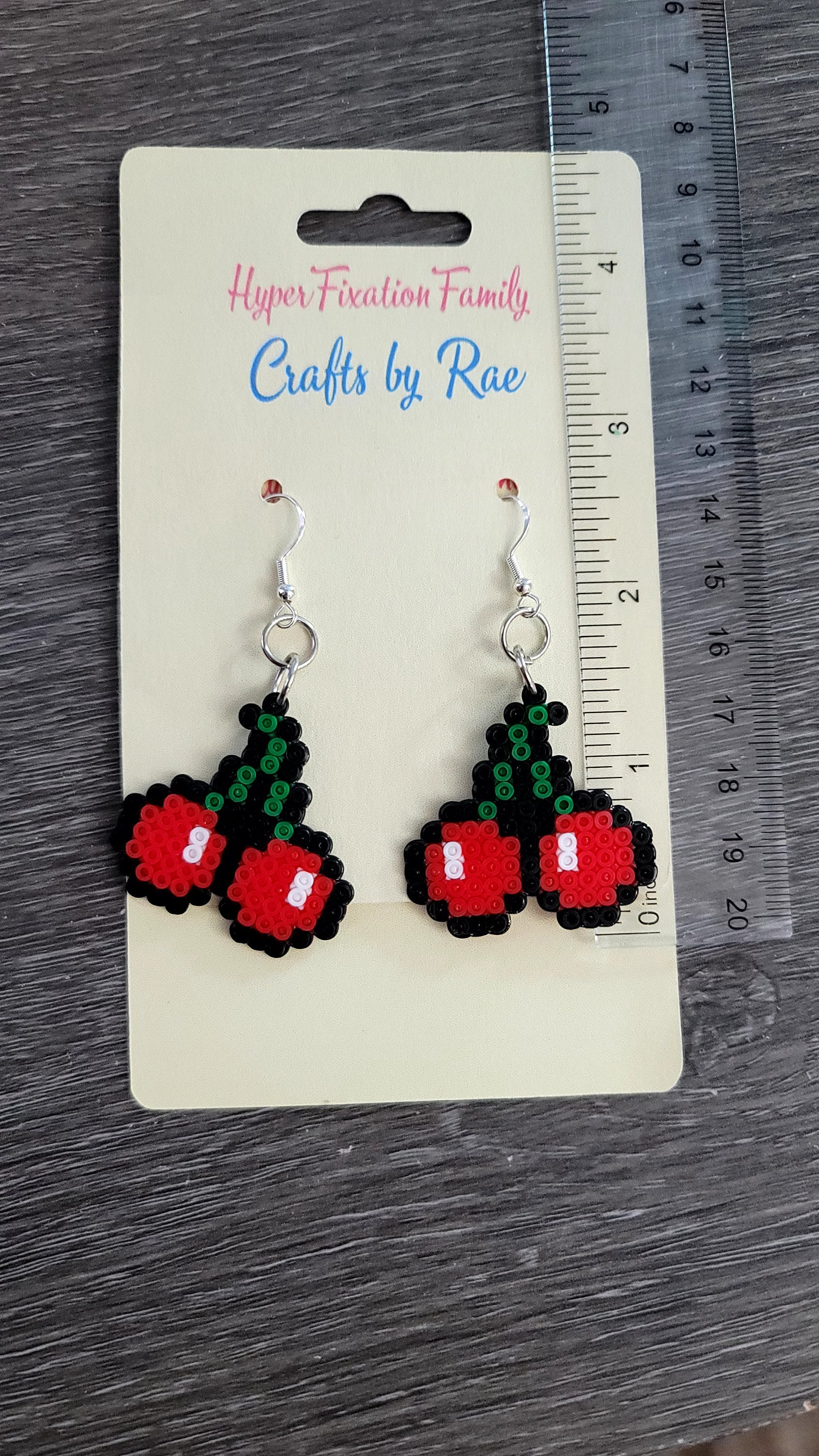 Cherry Perler Bead Earrings - Etsy