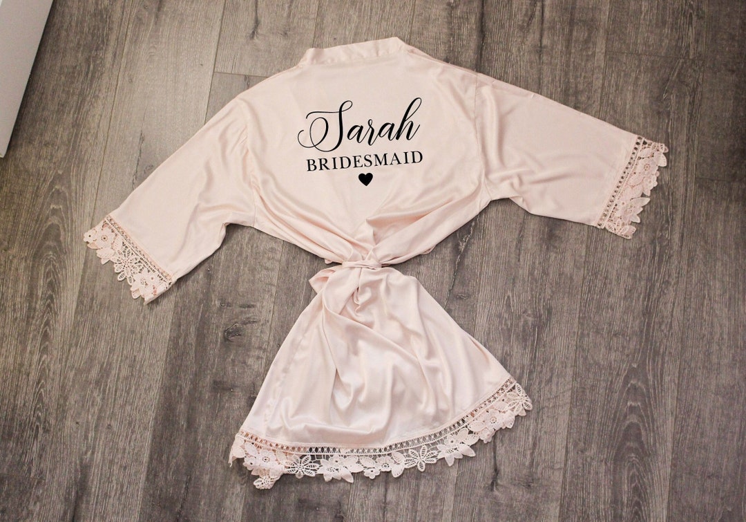Satin Personalized Bride Robe, Bridal Getting Ready Robe, Personalized ...