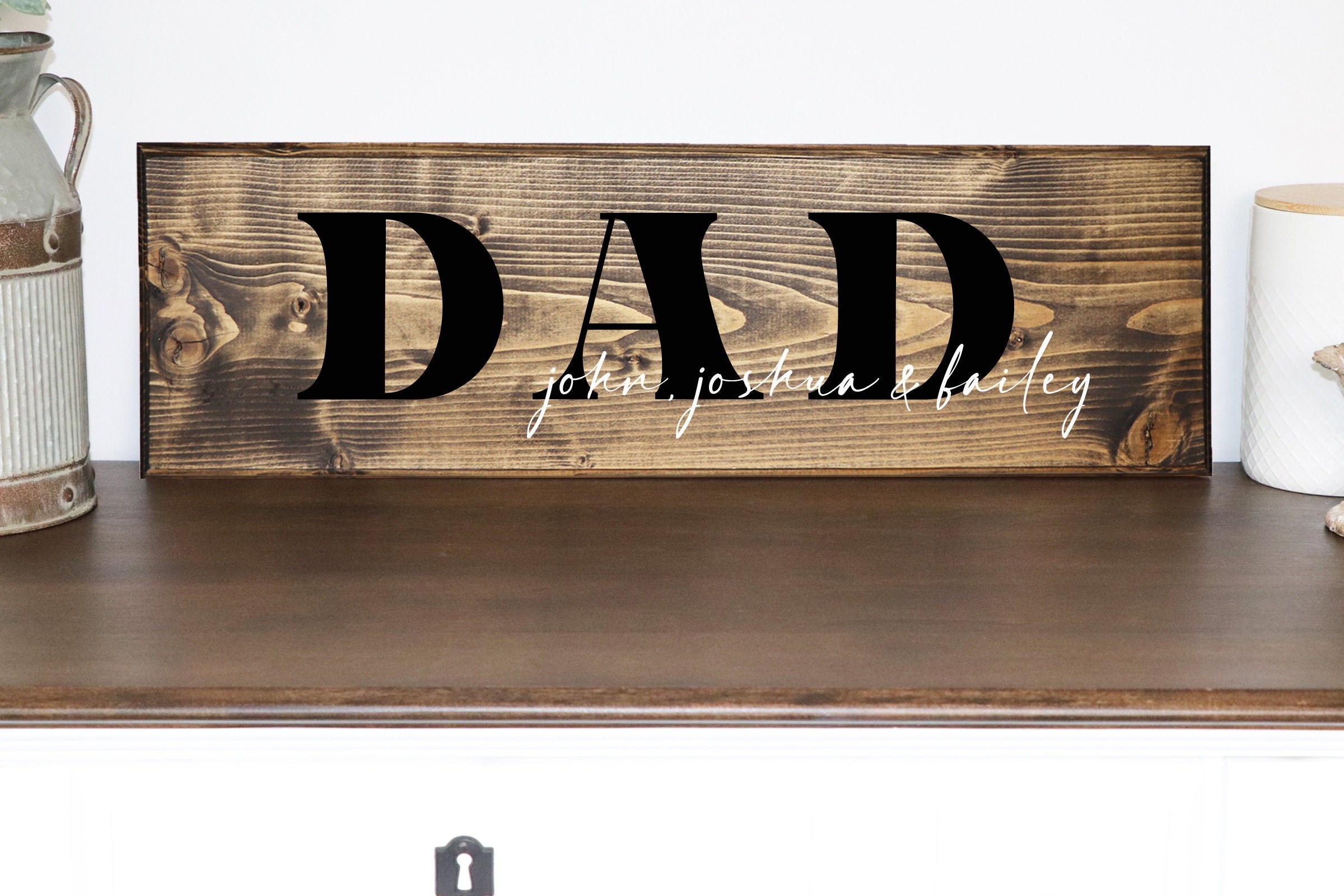 Dad and Kids Name Wood Sign Gifts for Dad Father's Day | Etsy
