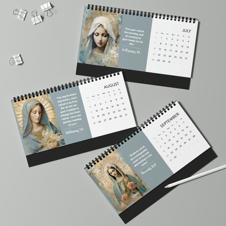 Catholic Art Desktop 2024 Calendar Bible Verse Calendar Office Supply ...