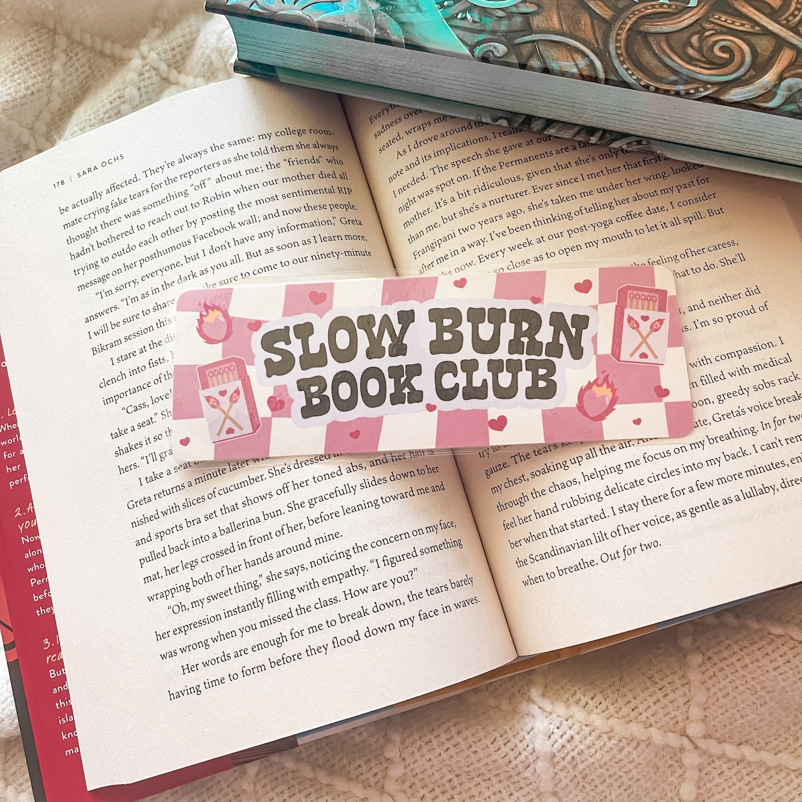 Slow Burn Book Club Pink Pastel Bookmark | Handmade Laminated W/ Tassel ...