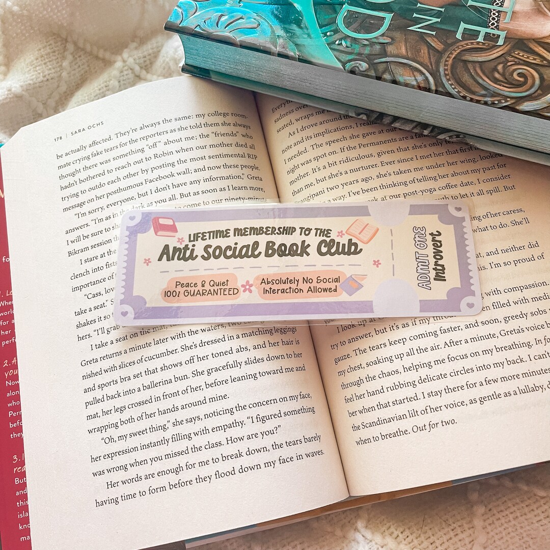 Proud Member of the Anti-social Book Club Bookmark | Handmade Bookmarks ...