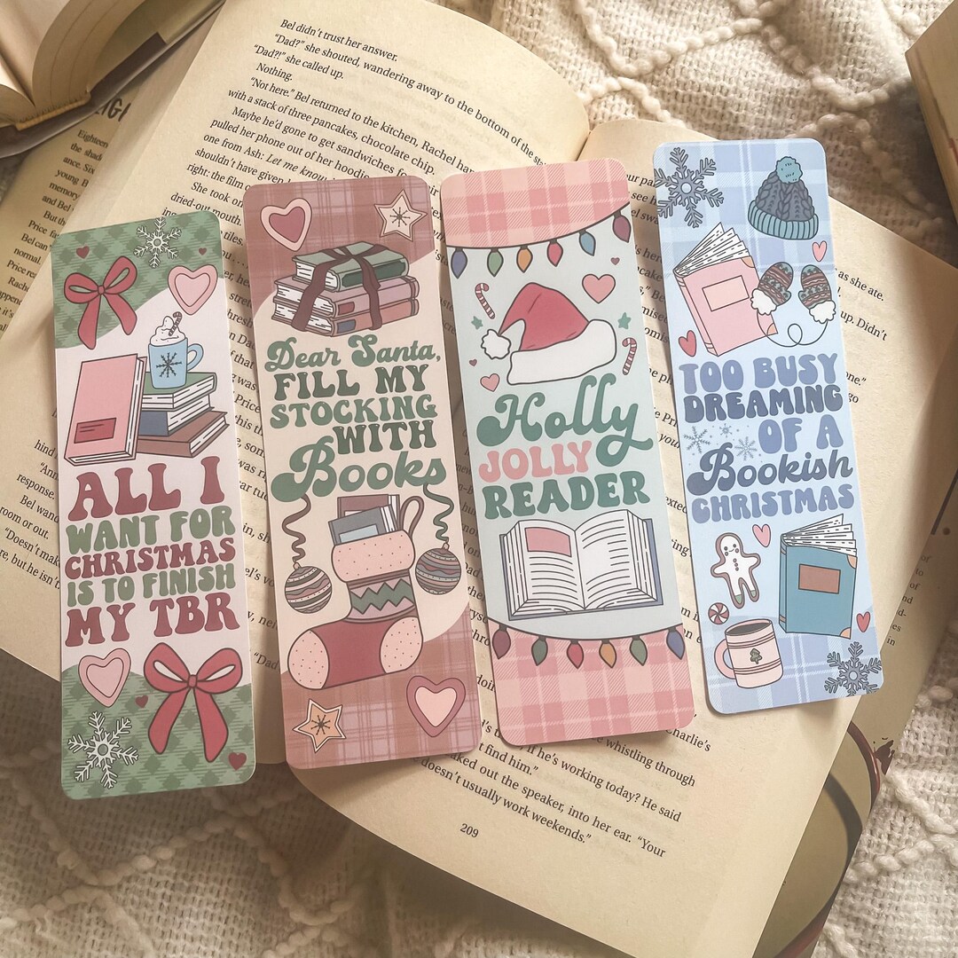 Cozy Christmas Reader Holiday Bookmark Set | Handmade Laminated W ...