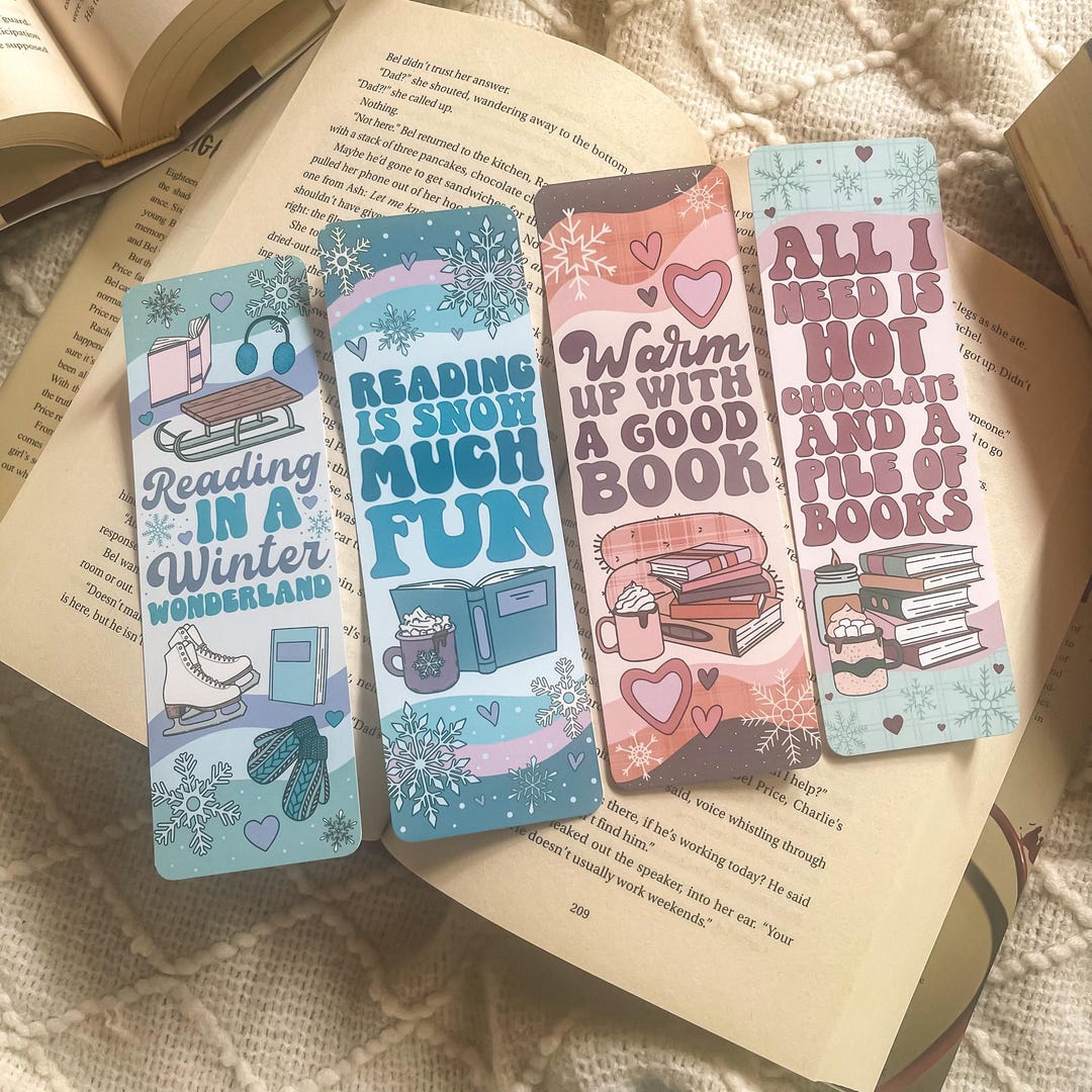 Cozy Winter Reading Bookmark Set | Handmade Laminated W/ Tassel ...