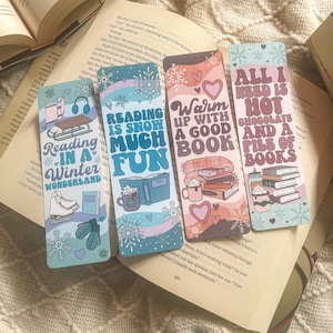 Cozy Winter Reading Bookmark Set | Handmade Laminated W/ Tassel ...