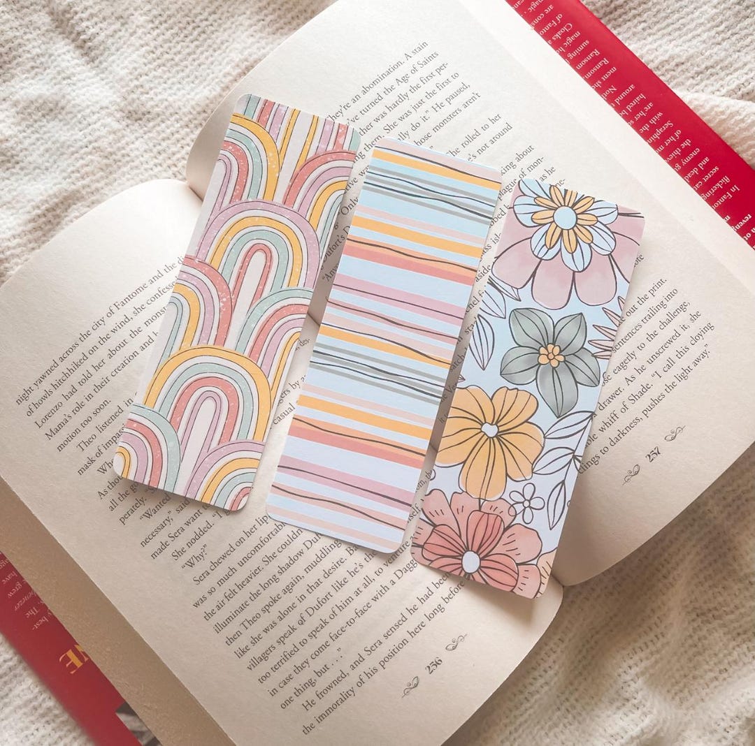 Summer Floral & Rainbow Bookmark Set | Handmade Laminated W/ Tassel ...