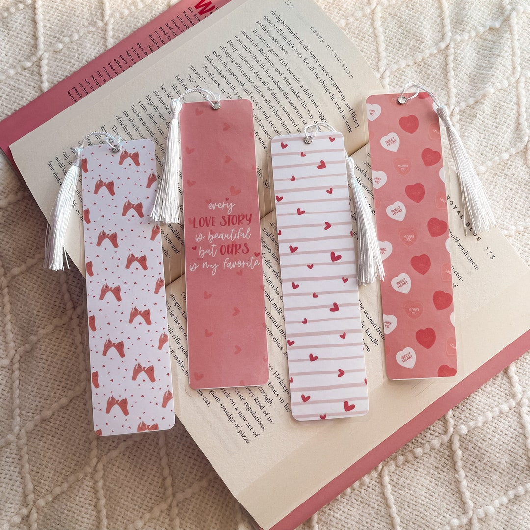 Cute Pink Pastel Hearts Valentine's Day Bookmark Collection | Handmade ...