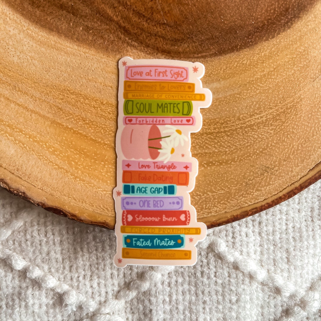 Romance Tropes Book Stack Sticker | Floral Pastel Bookish Stickers ...
