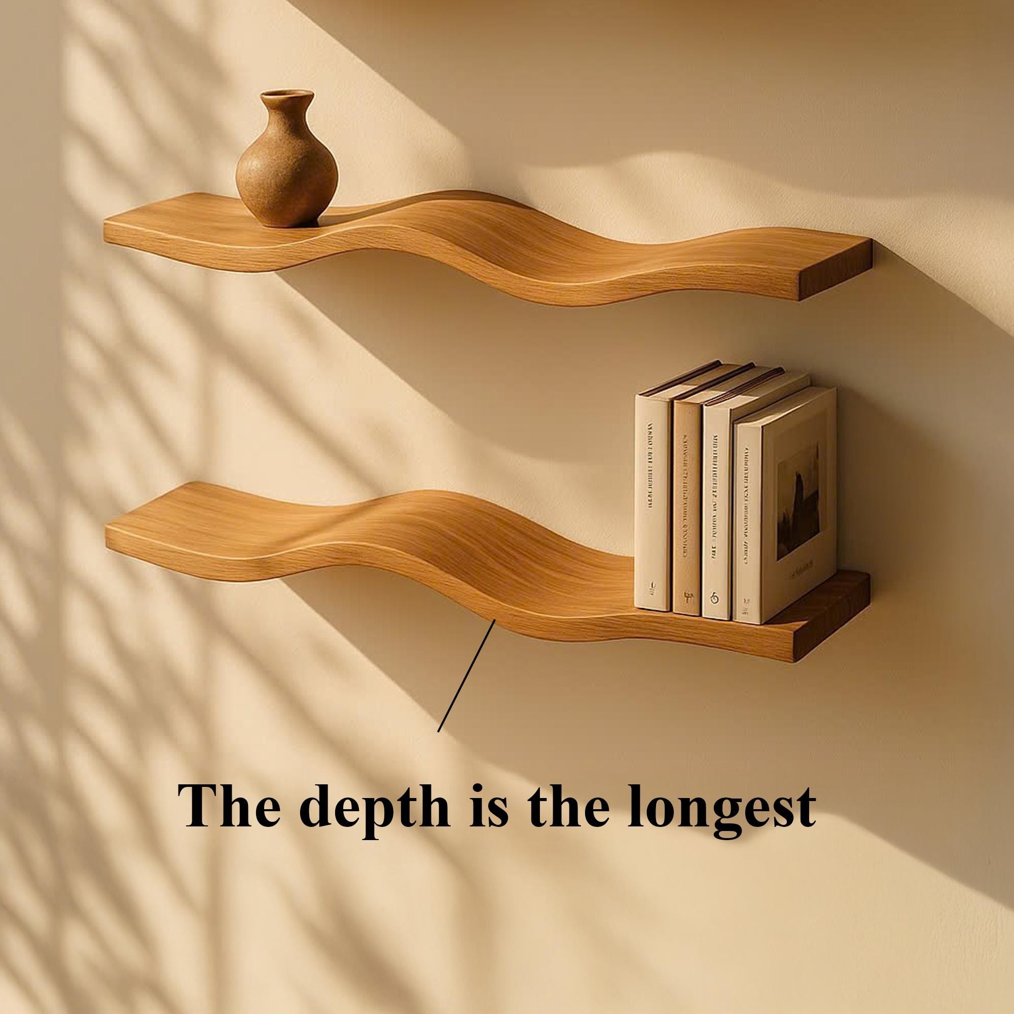 Wavy Floating Shelves Live Edge Wood Bookshelves Book Shelves on Wall ...