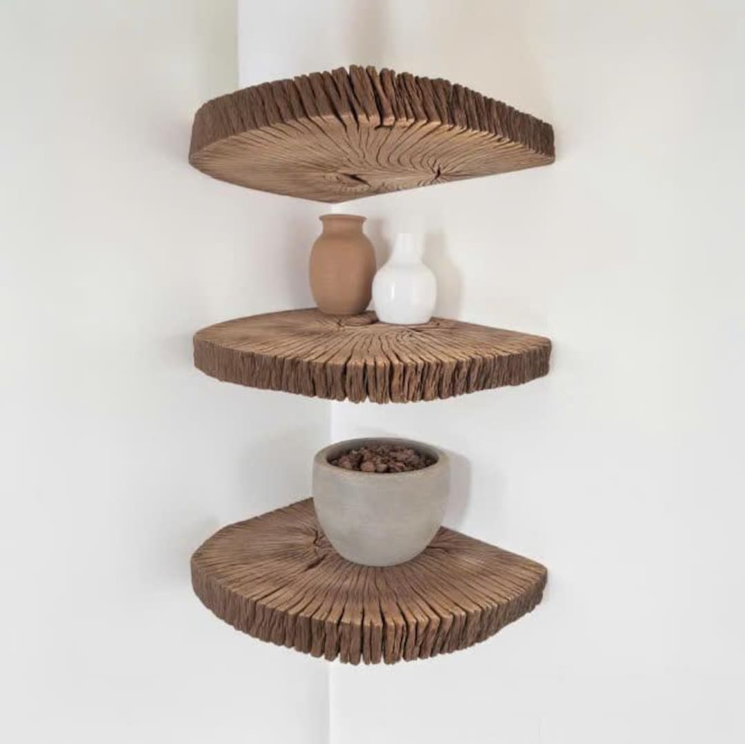 Custom Driftwood Floating Shelves With Hidden Bracket Bookshelf on Wall ...