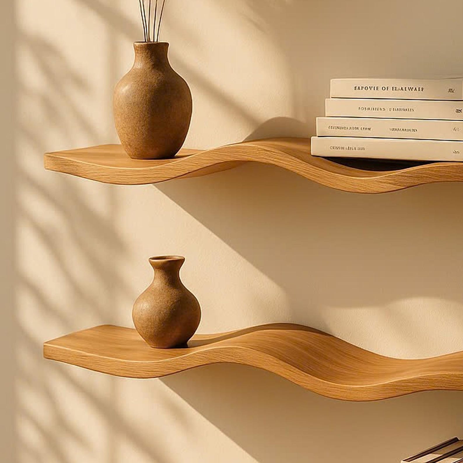 Wavy Floating Shelves Live Edge Wood Bookshelves Book Shelves on Wall ...