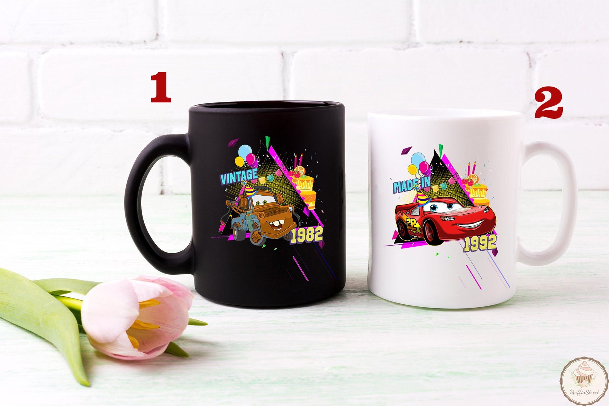 Custom Old Disney Cars Lightning Mcqueen Mater Birthday Mug Designed ...