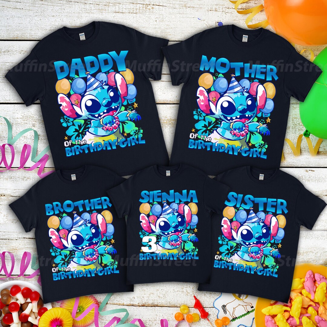 Custom Stitch Birthday Girl Shirt, Family Stitch Birthday Party Shirt ...