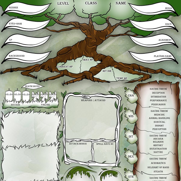 Fillable 5e Character Sheet - Etsy