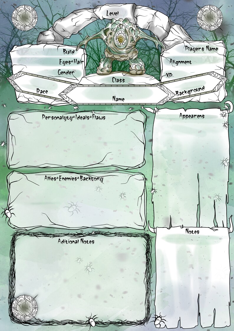 Dnd Backstory Sheet Printable Character Sheet Dnd Fighter Etsy Hong Kong
