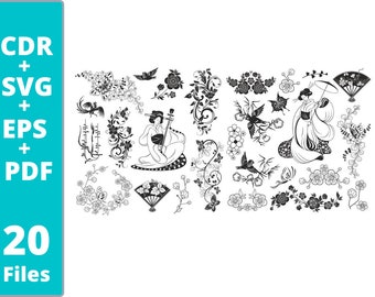 Asian Banners Svg - Etsy