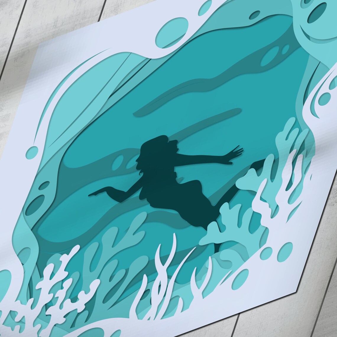 Underwater Shadow Box Svg Ocean Shadow Box Ocean Multilayer - Etsy