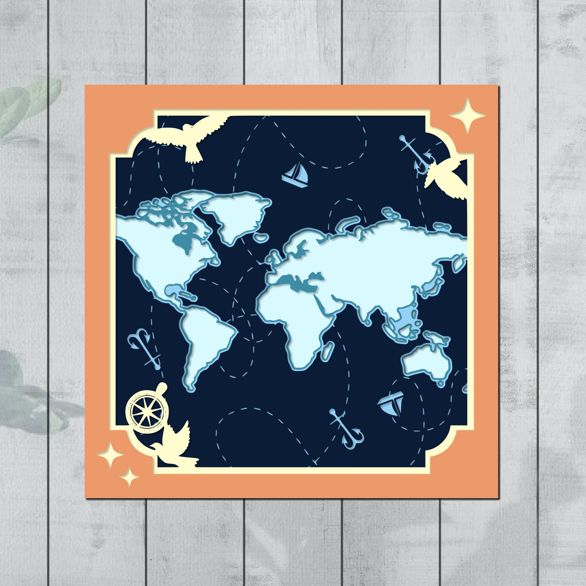 World Map 3D Layer Svg World Map 3D Mandala World Map Paper - Etsy UK