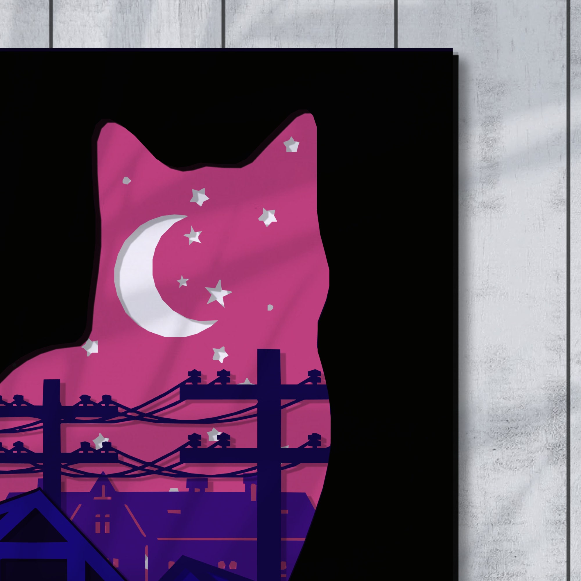 Cat Shadow Box Svg Cat Light Box Svg Cat Layered Svg Cat - Etsy