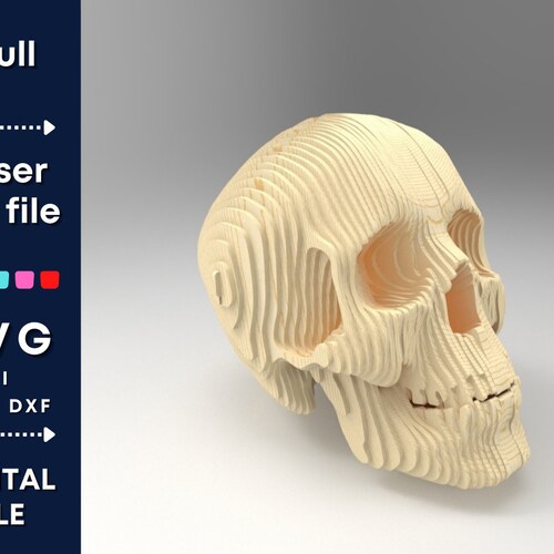 Laser Cut Vector Files SVG CNC Skull 3D Skull Decor DXF - Etsy
