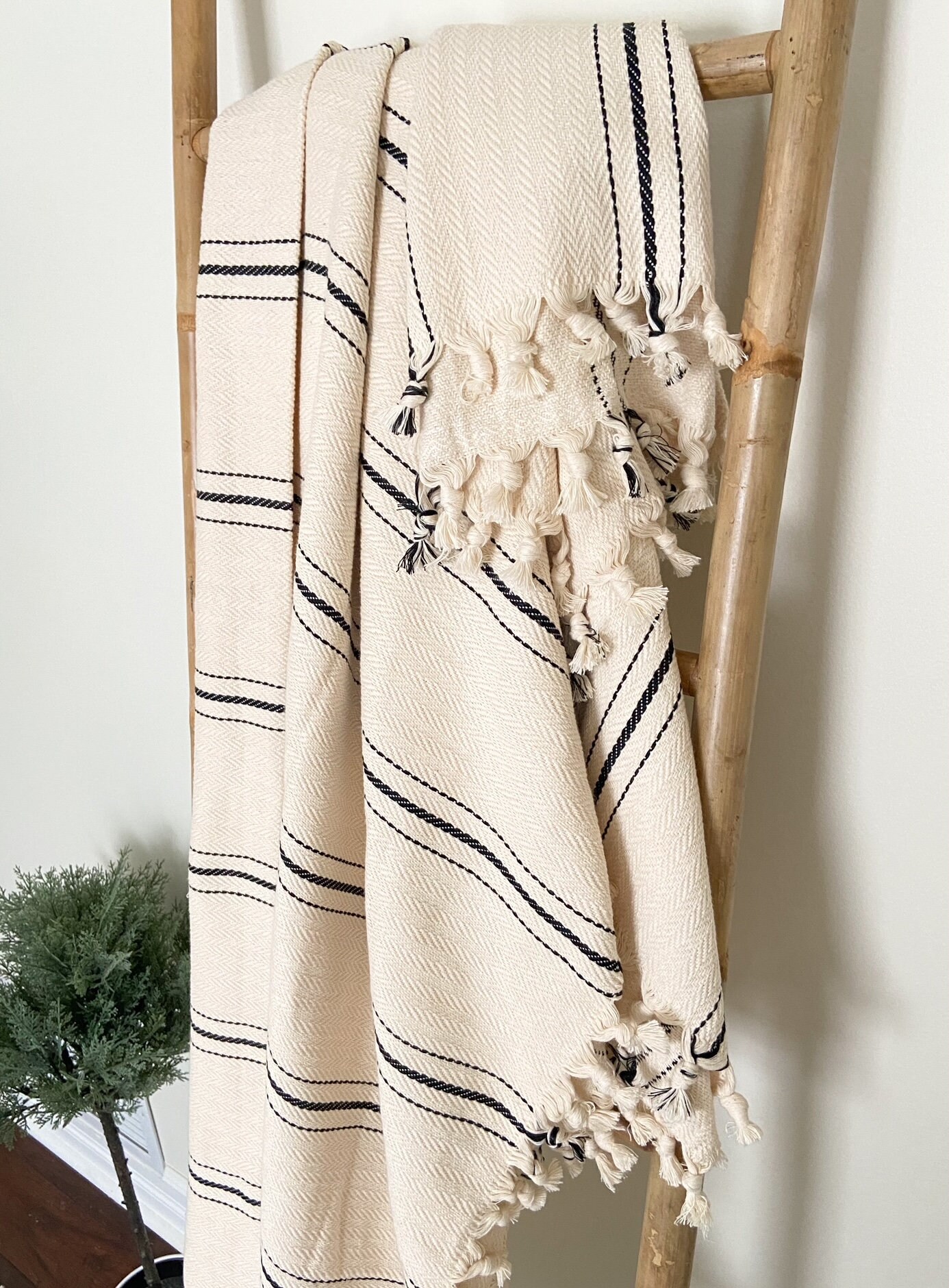 Handmade Large Turkish Blanket, Farmhouse Decor, Neutral Turkish Cotton ...