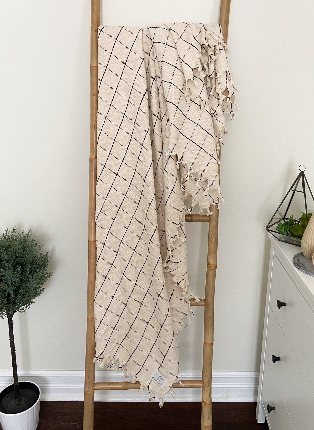 Handmade Large Turkish Blanket, Farmhouse Decor, Neutral Turkish Cotton ...