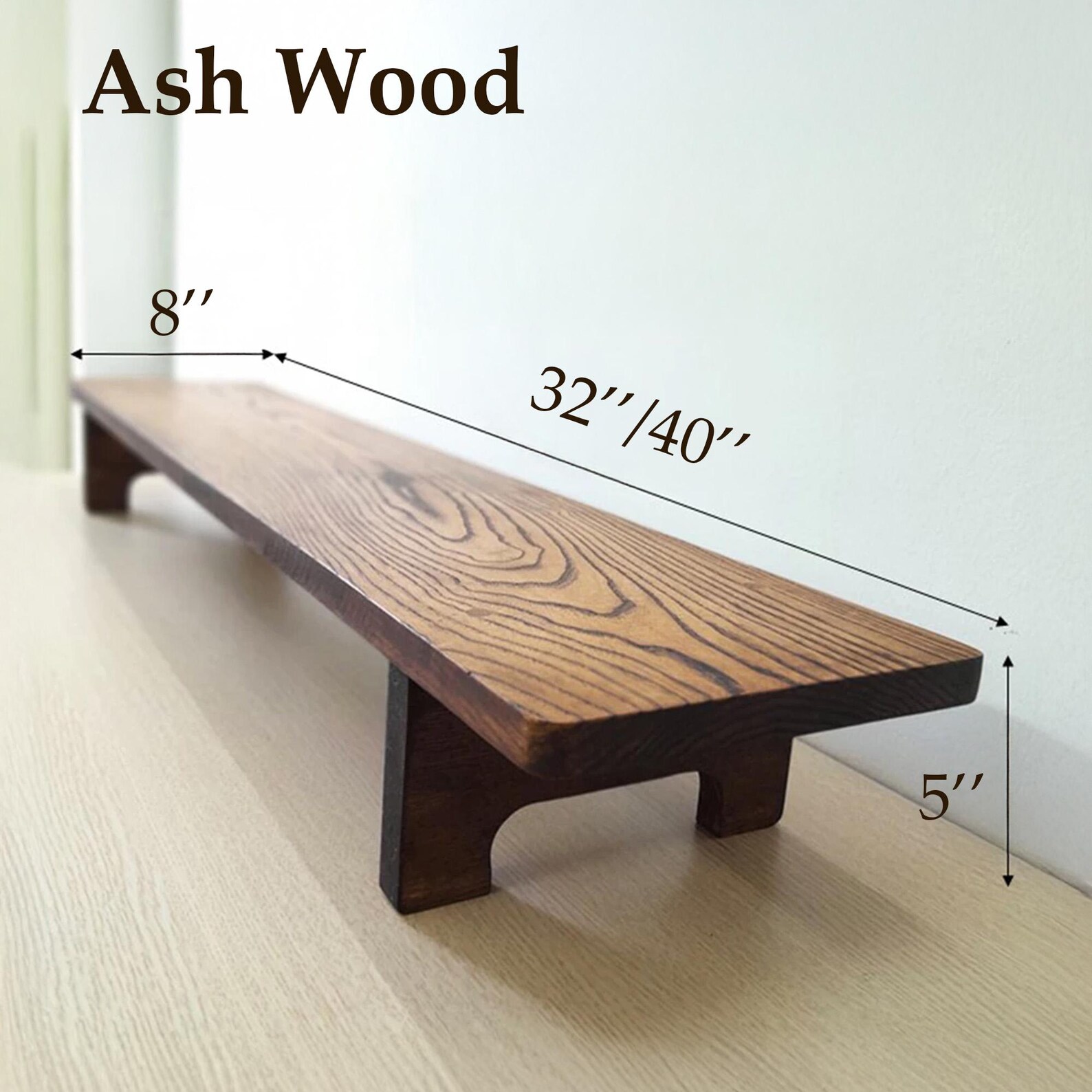 Solid Wood Monitor Stand Computer Laptop Stand Ash Wood Desk Shelf ...