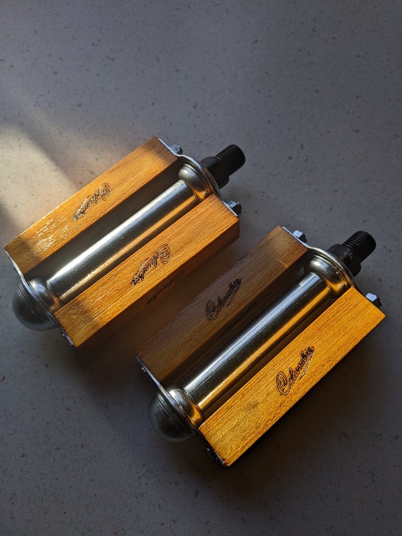 Wooden Logo Bicycle Block Pedals Poplar and Shellac - Etsy