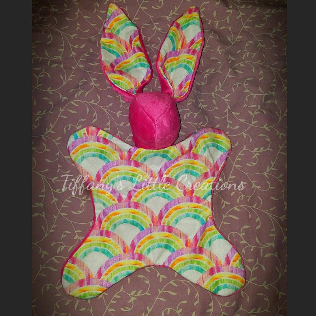 Pastel Rainbow Bunny Lovie Baby Toddler Cotton Minky Rabbit Lovey - Etsy