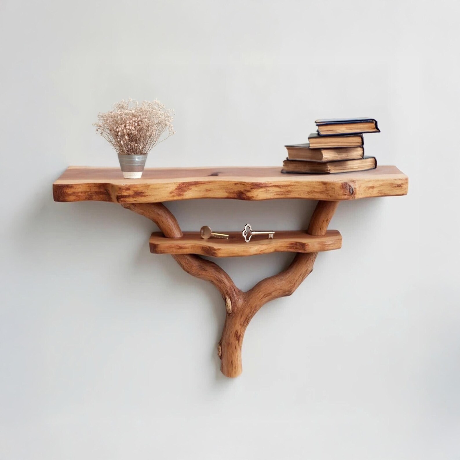 Natural Driftwood Floating Shelf Tree Branch Wall Mount Handcarved Live ...