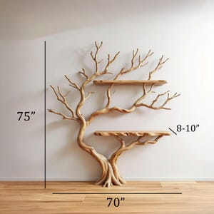 Natural Driftwood Shelf Tree Branch Bookshelf Solid Wood Bookcase Art ...