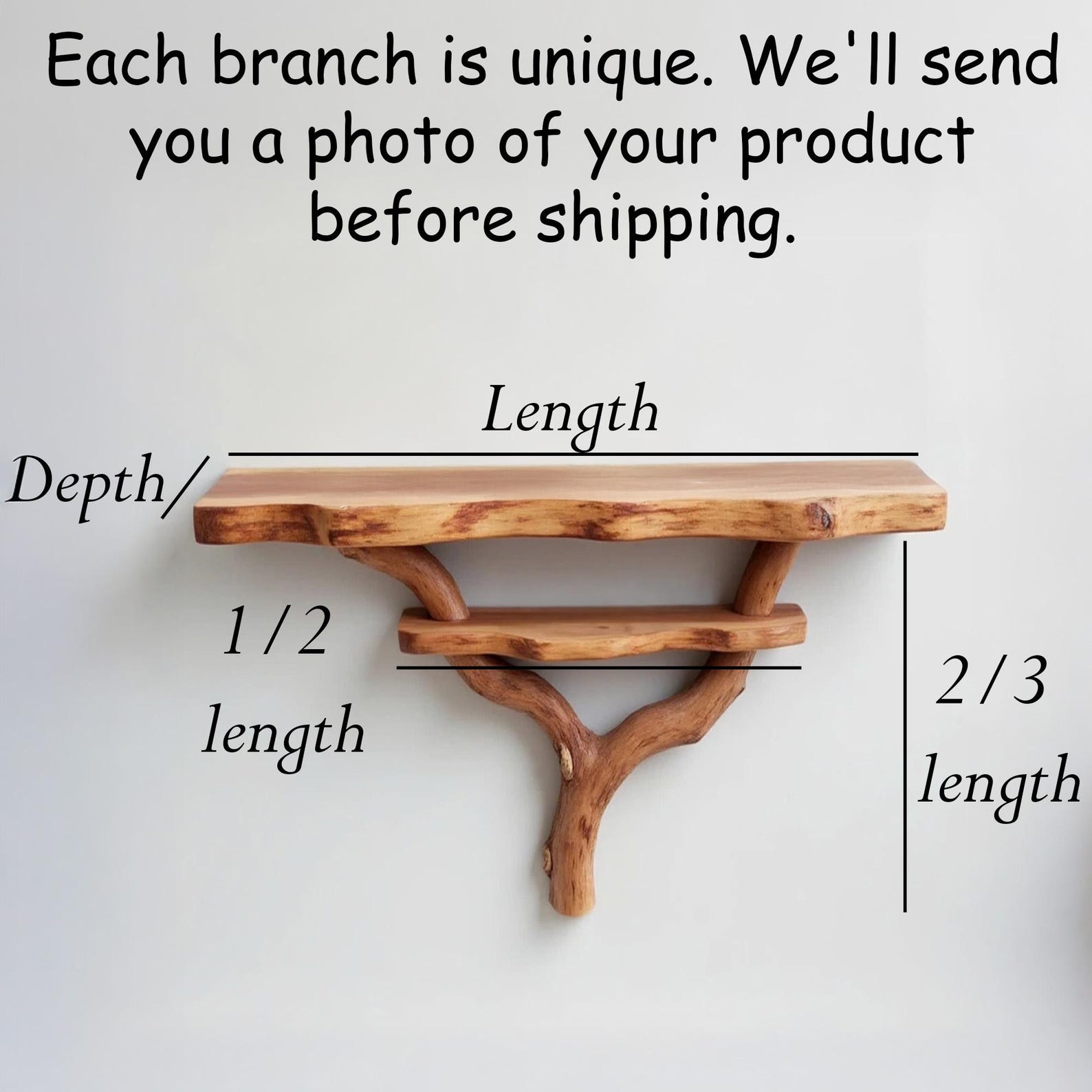 Natural Driftwood Floating Shelf Tree Branch Wall Mount Handcarved Live ...