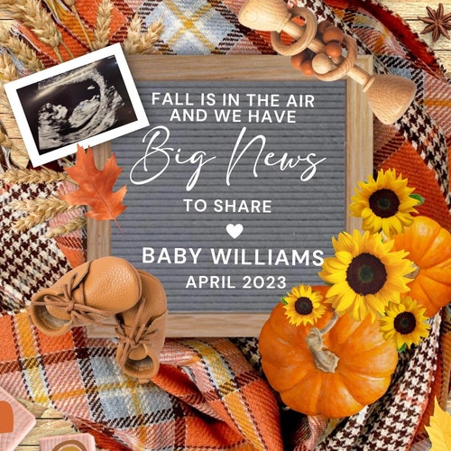 Fall Social Media Pregnancy Announcement Digital Fall is in - Etsy