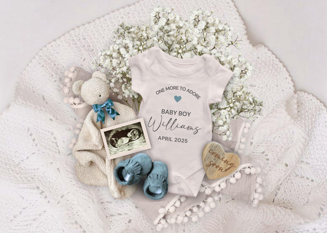 Second Baby Boy Pregnancy Announcement, Digital Baby Boy Reveal for ...