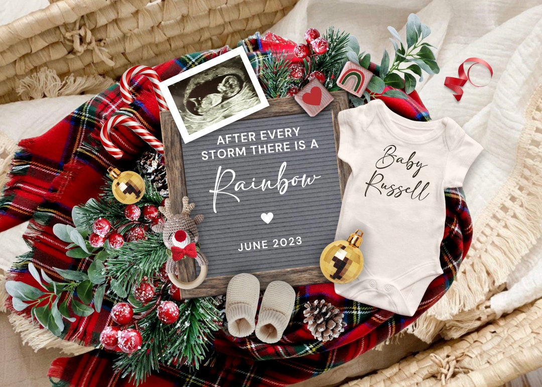 Rainbow Baby Christmas Pregnancy Announcement Digital Rainbow - Etsy