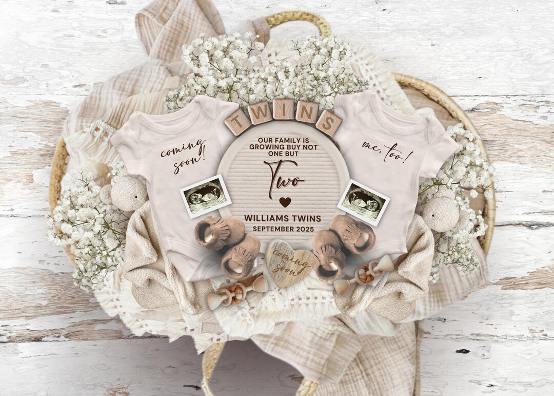 Twins Pregnancy Announcement, Pregnancy Reveal, Gender Neutral Twins ...