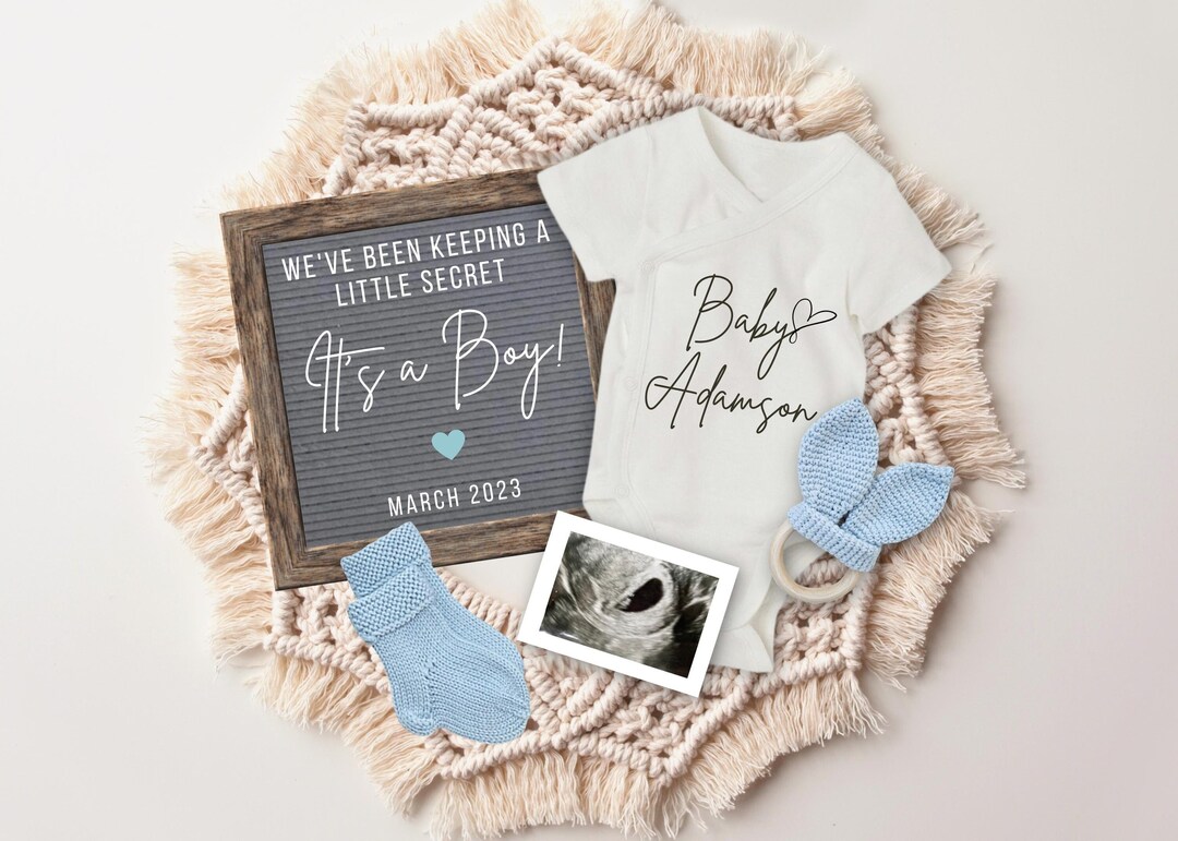 Digital Pregnancy Announcement, It's a Boy Gender Reveal for Social ...