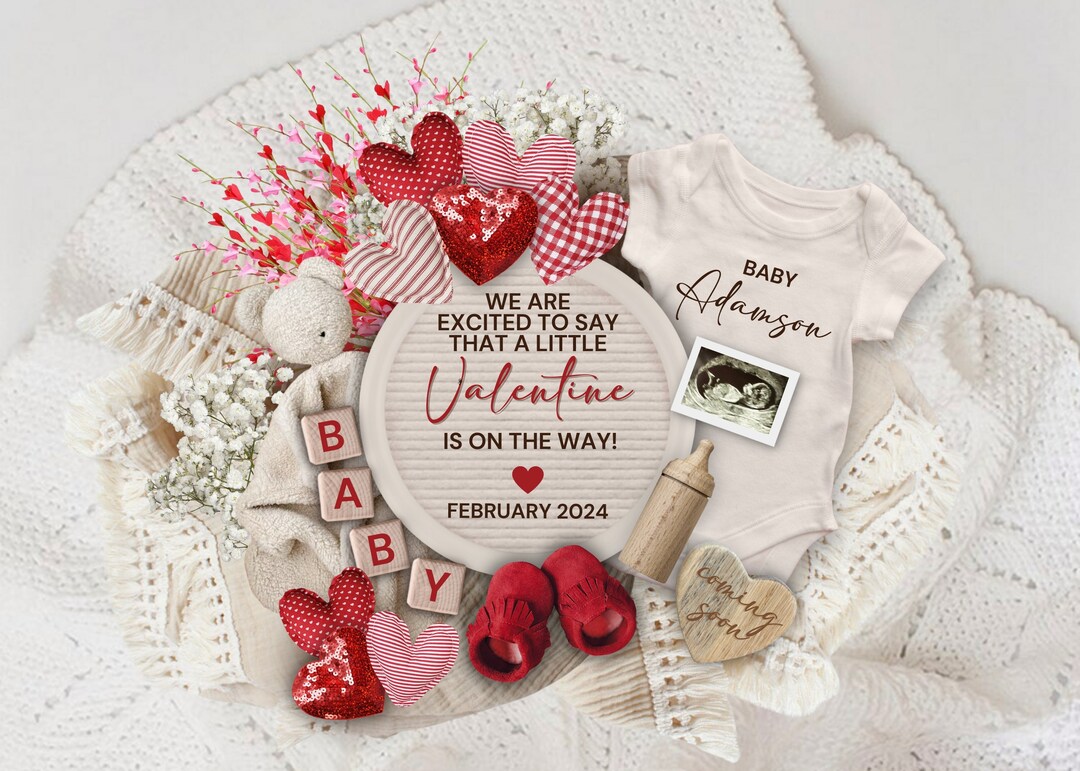 Valentine Digital Pregnancy Announcement, February Baby Announcement ...