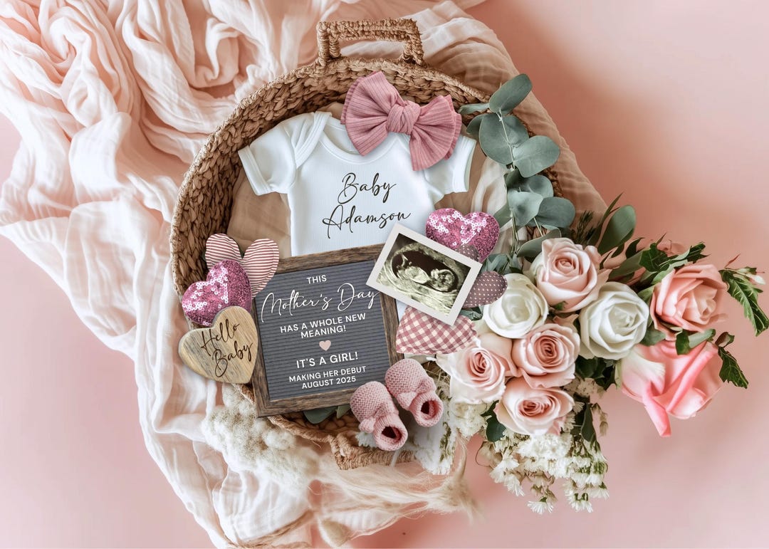Mother's Day Pregnancy Announcement, Mom Baby Girl Announcement, Baby ...