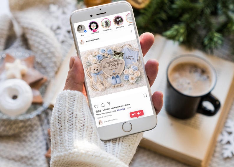 Mother's Day Boy Pregnancy Announcement Digital Template, Baby Boy ...