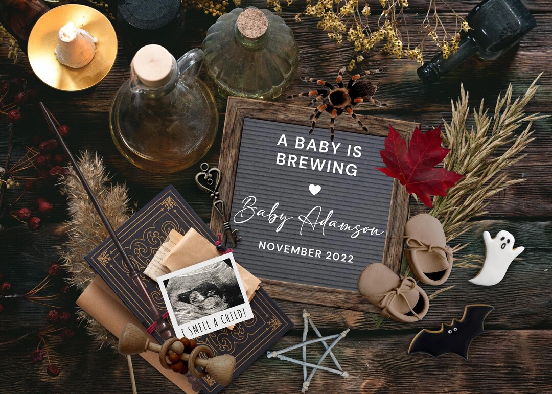 Halloween Pregnancy Announcement, Spooky Baby Reveal, Gender Neutral ...