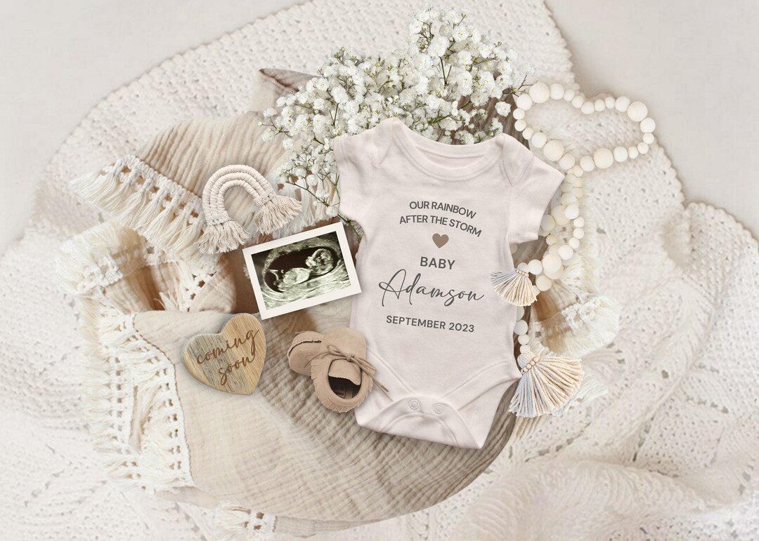 Rainbow Pregnancy Announcement Digital, Boho Rainbow Baby Reveal, After ...