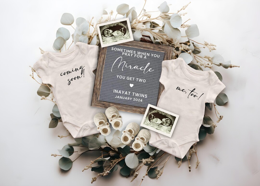 Twins Pregnancy Announcement Digital, Miracles Pregnancy Announcement ...