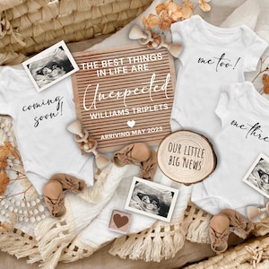 Triplets Pregnancy Announcement, Pregnancy Reveal, Gender Neutral Twins ...