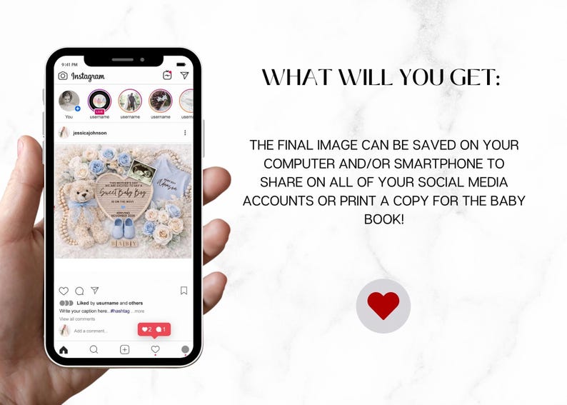 Mother's Day Boy Pregnancy Announcement Digital Template, Baby Boy ...