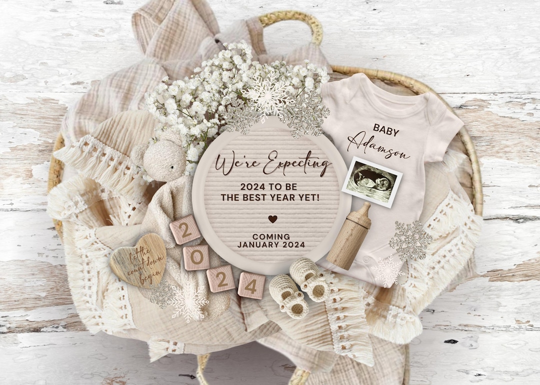 2025 New Year Digital Pregnancy Announcement, We're Expecting Baby ...