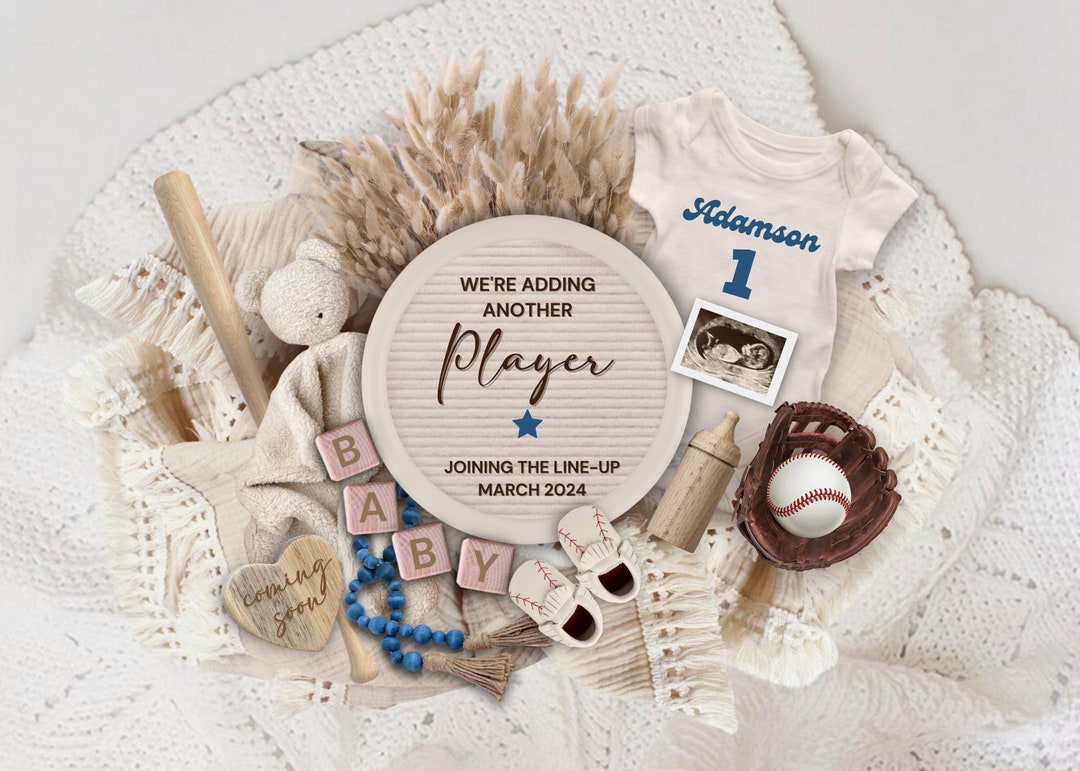 Baseball Pregnancy Announcement Digital, Gender Neutral Sports Baby ...