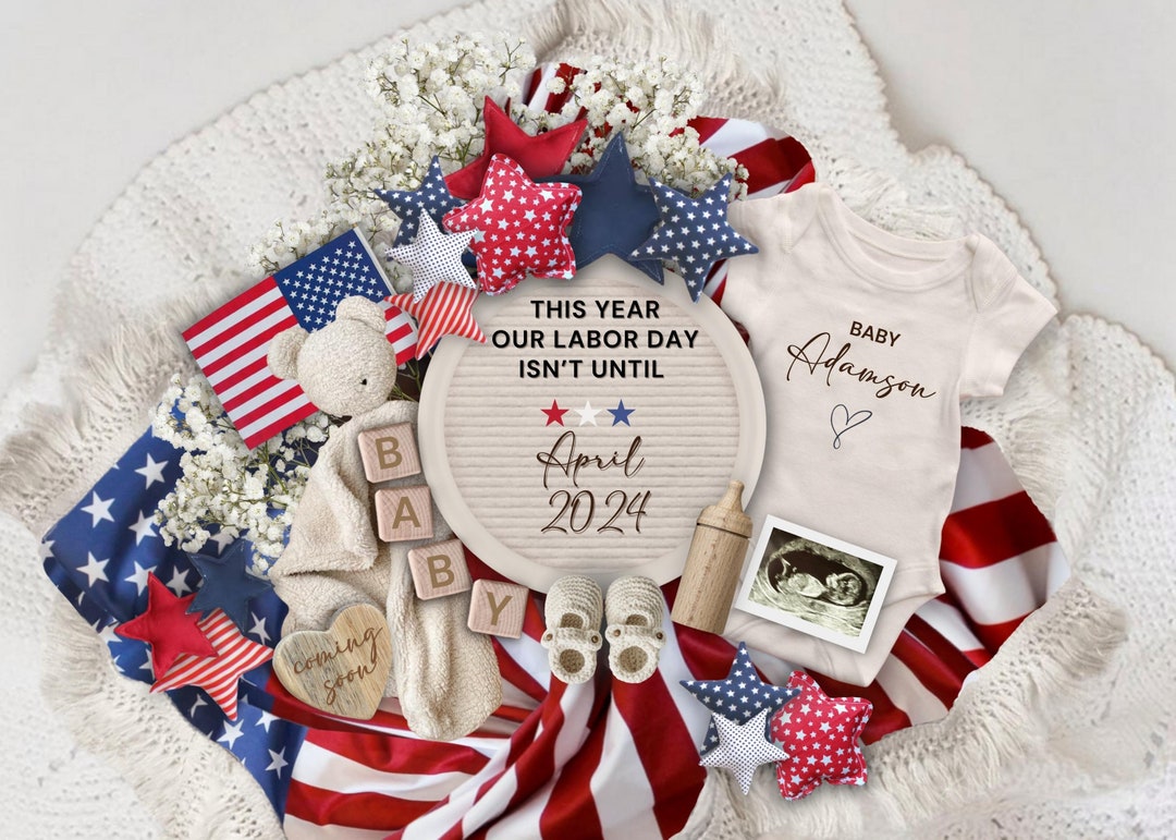 Patriotic Pregnancy Announcement, Labor Day Baby Reveal (digital) - Etsy