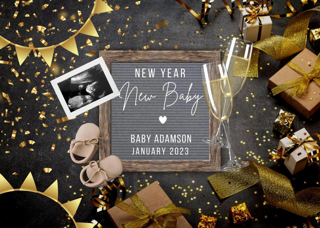 New Years Baby Announcement New Year Digital Pregnancy - Etsy