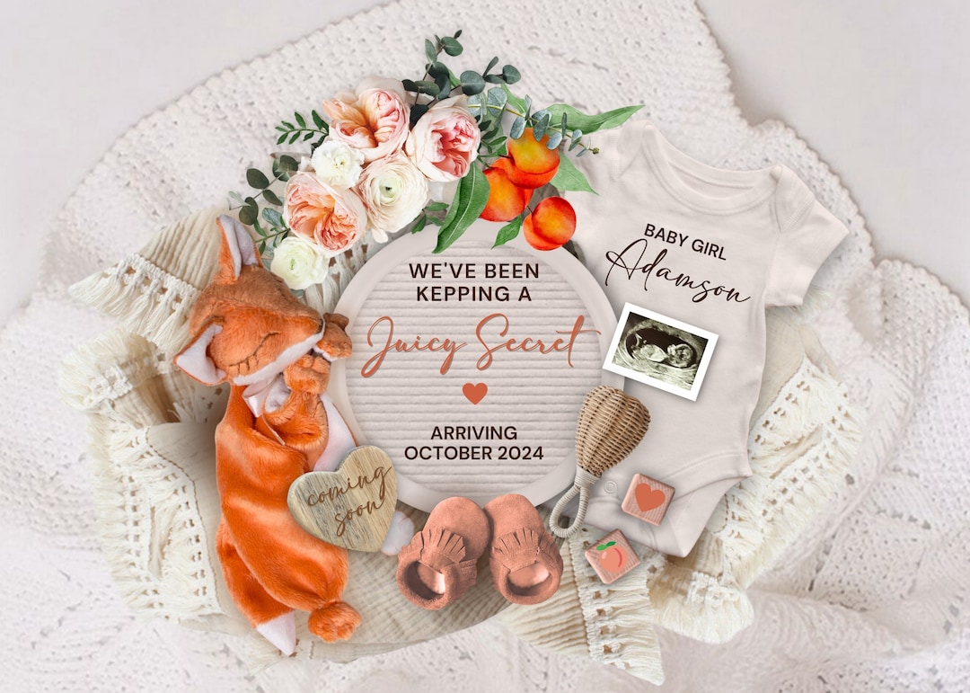 Girl Pregnancy Announcement Digital, We've Been Keeping a Juicy Secret ...